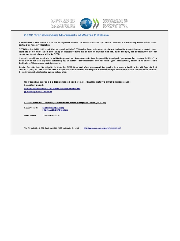 OECD Waste Management Database | PDF | Waste | Economies