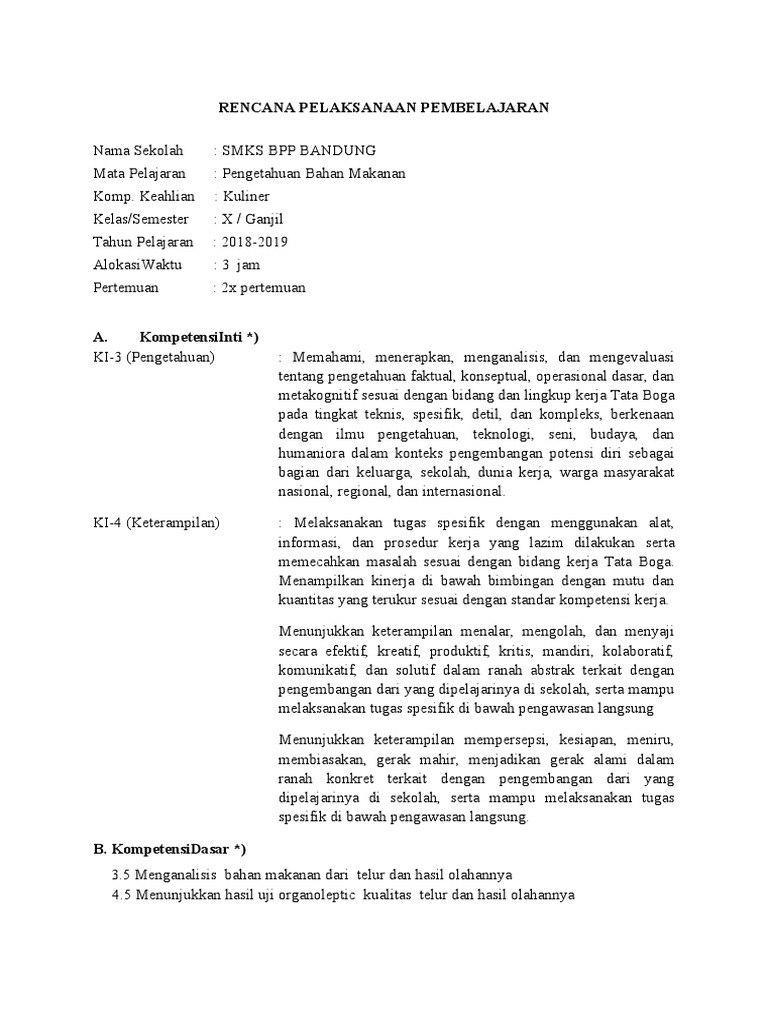 LK-5 RPP KD 3.5 Telur Dan Hasil Olahannya | PDF | Kesehatan Holistik