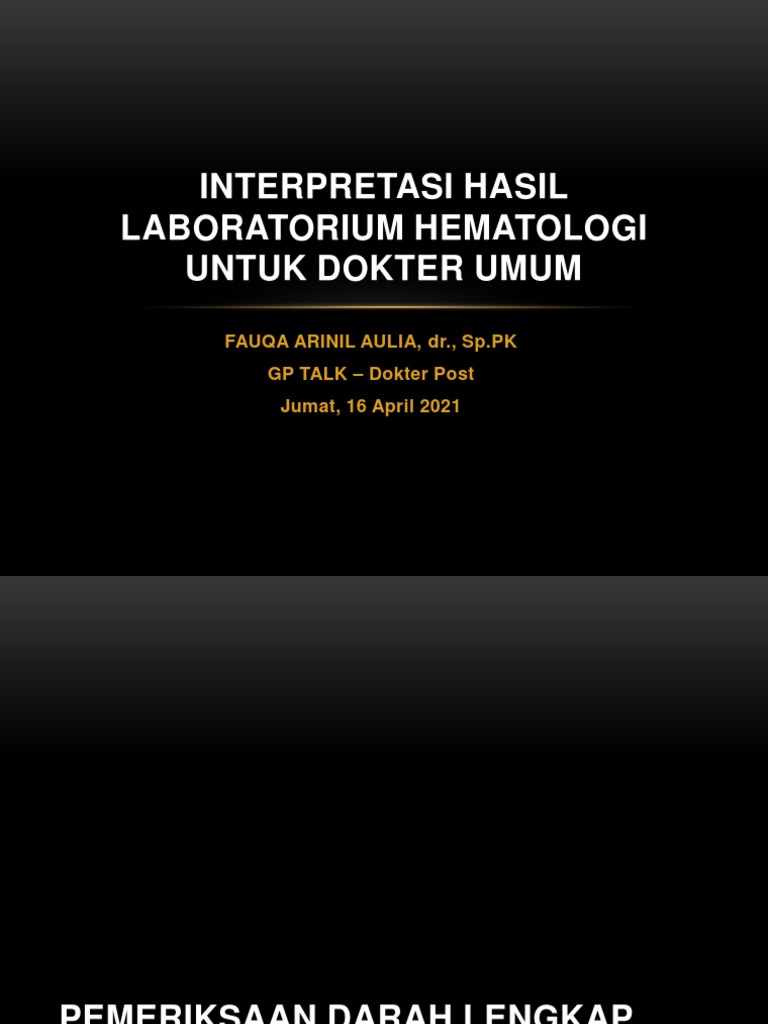 Interpretasi Hematologi untuk Dokter | PDF
