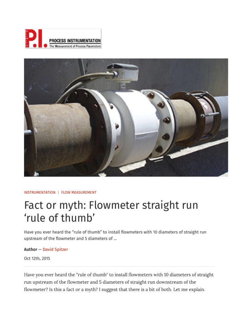 Fact or Myth - Flowmeter Straight Run Rule of Thumb' - PI Process ...