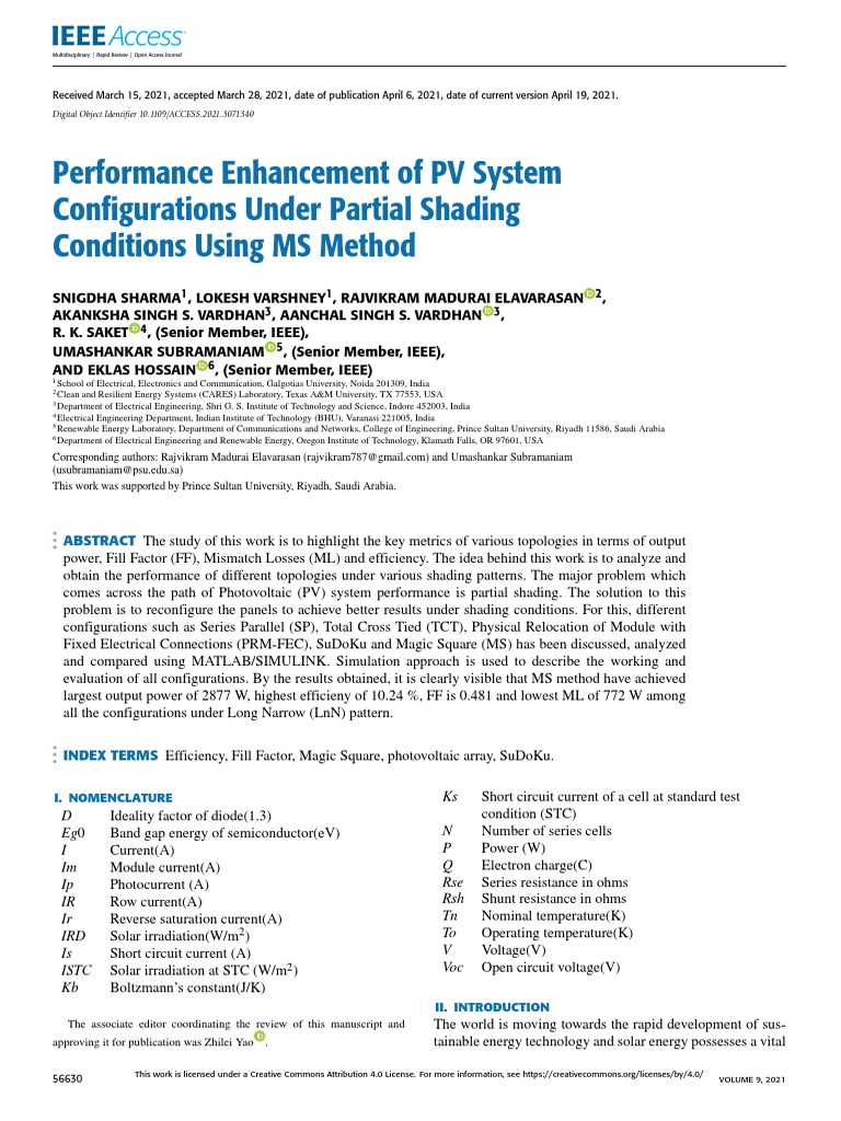 Performance Enhancement of PV System Configurations Under Partial ...