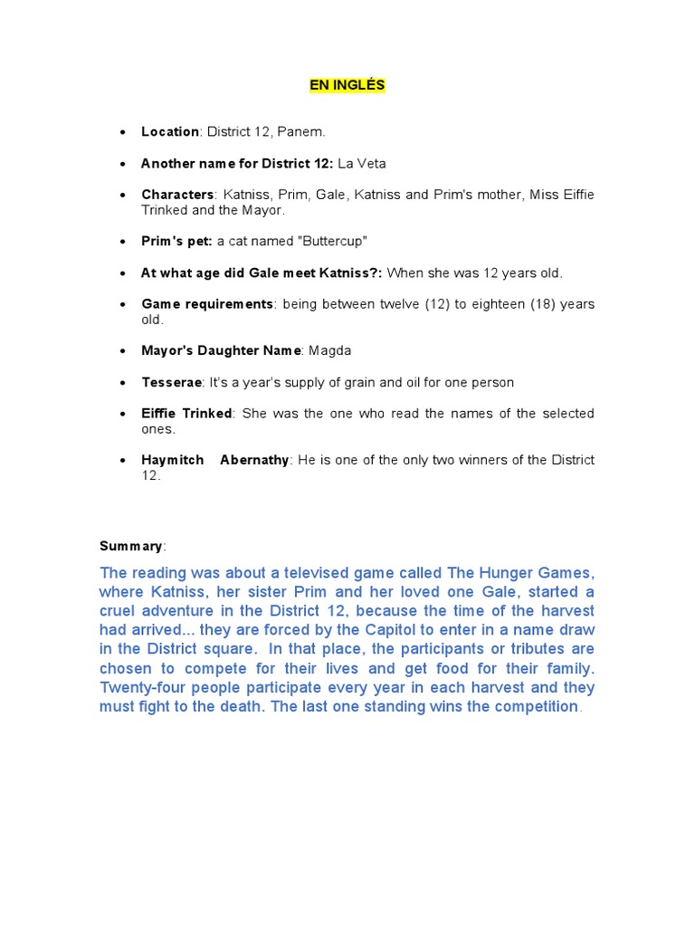 Hunger Games Chapter 1 | PDF