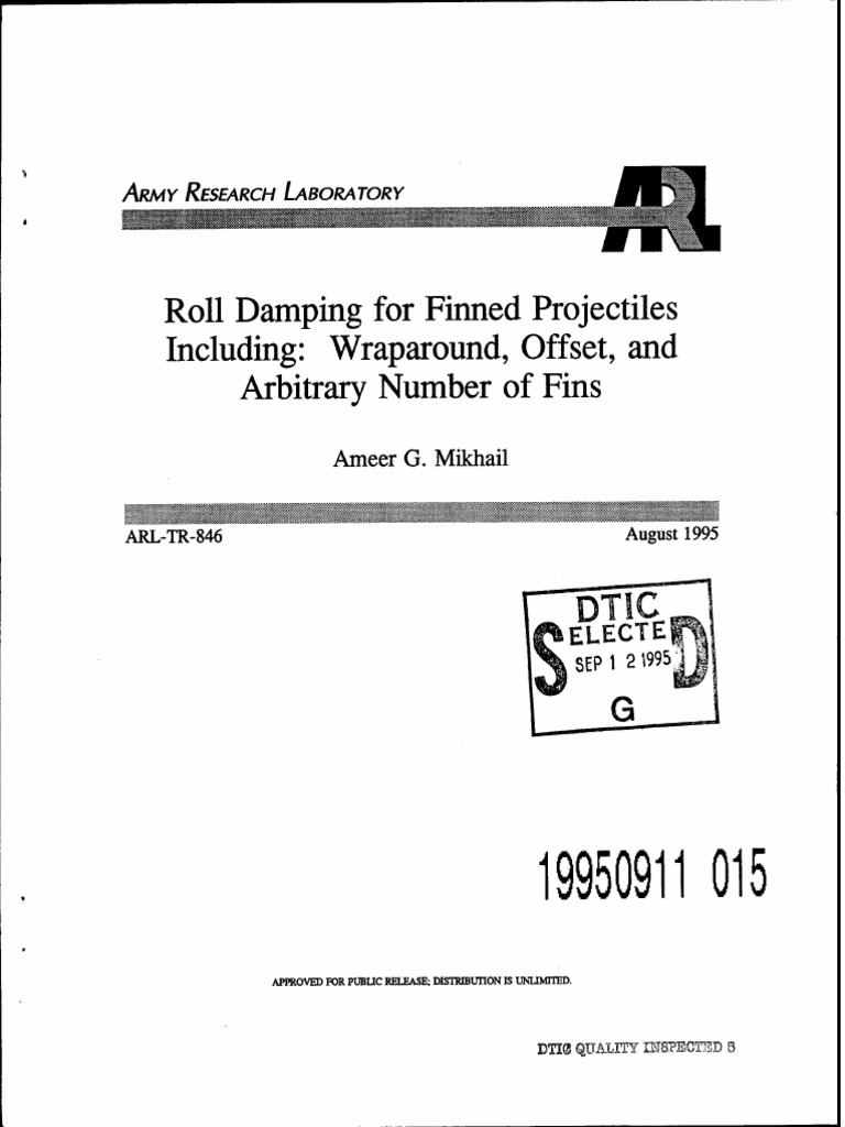 Roll Damping of m829 Apfsds | PDF | Aerodynamics | Correlation And ...