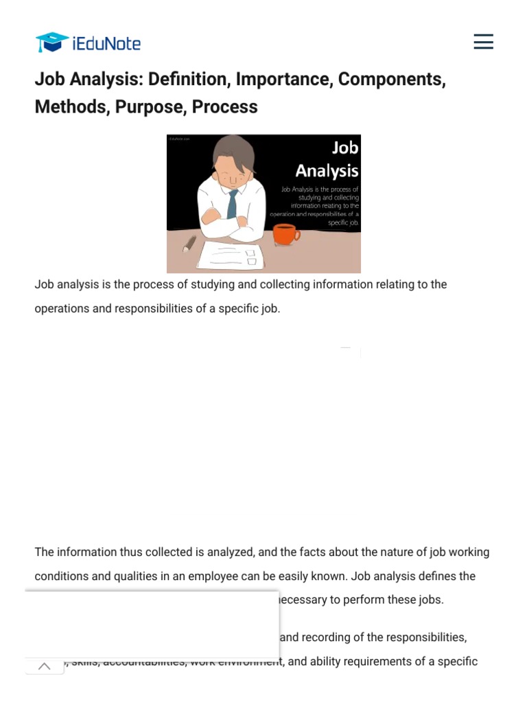 Job Analysis - Definition, Importance, Components, Methods, Purpose ...