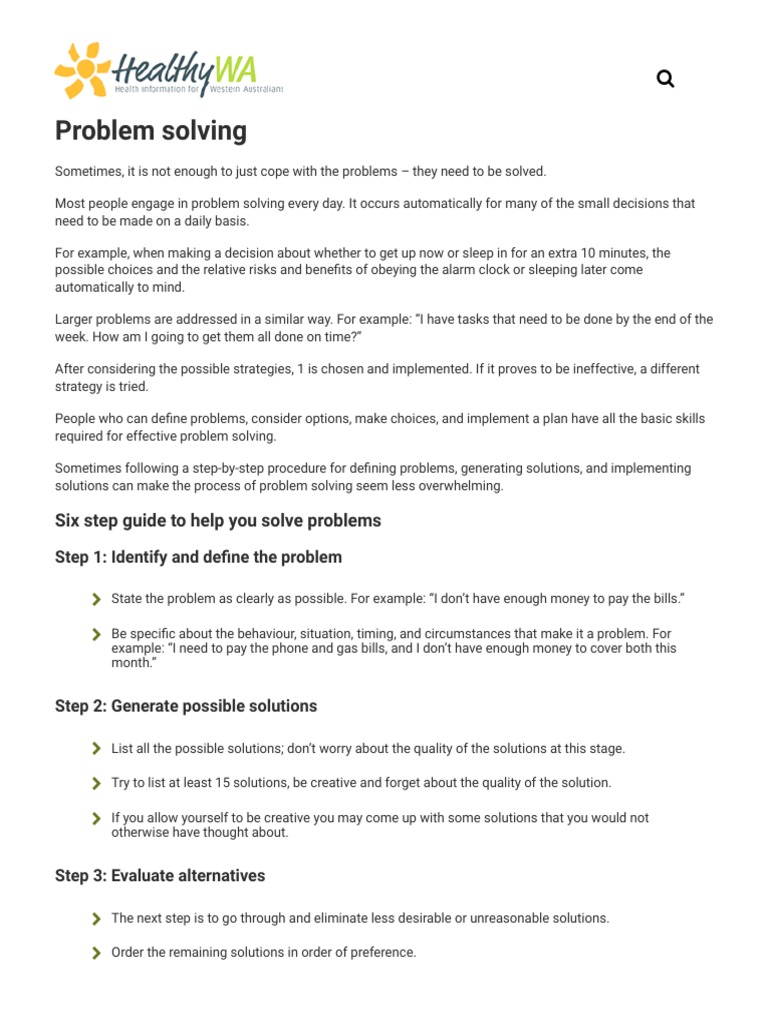 A Six-Step Guide to Effective Problem Solving: Define the Problem ...