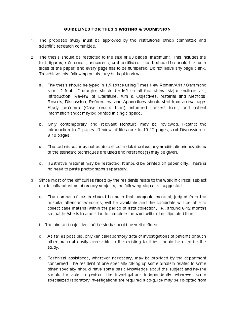 Guidelines For Thesis Writing & Submission | PDF | Thesis | Science