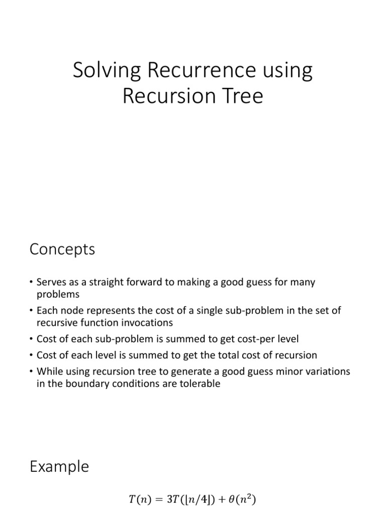 Recursion Tree Method Download Free Pdf Mathematical Concepts Recurrence Relation
