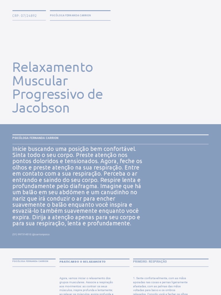 Relaxamento Muscular Progressivo de Jacobson | PDF | Músculo | Respiração