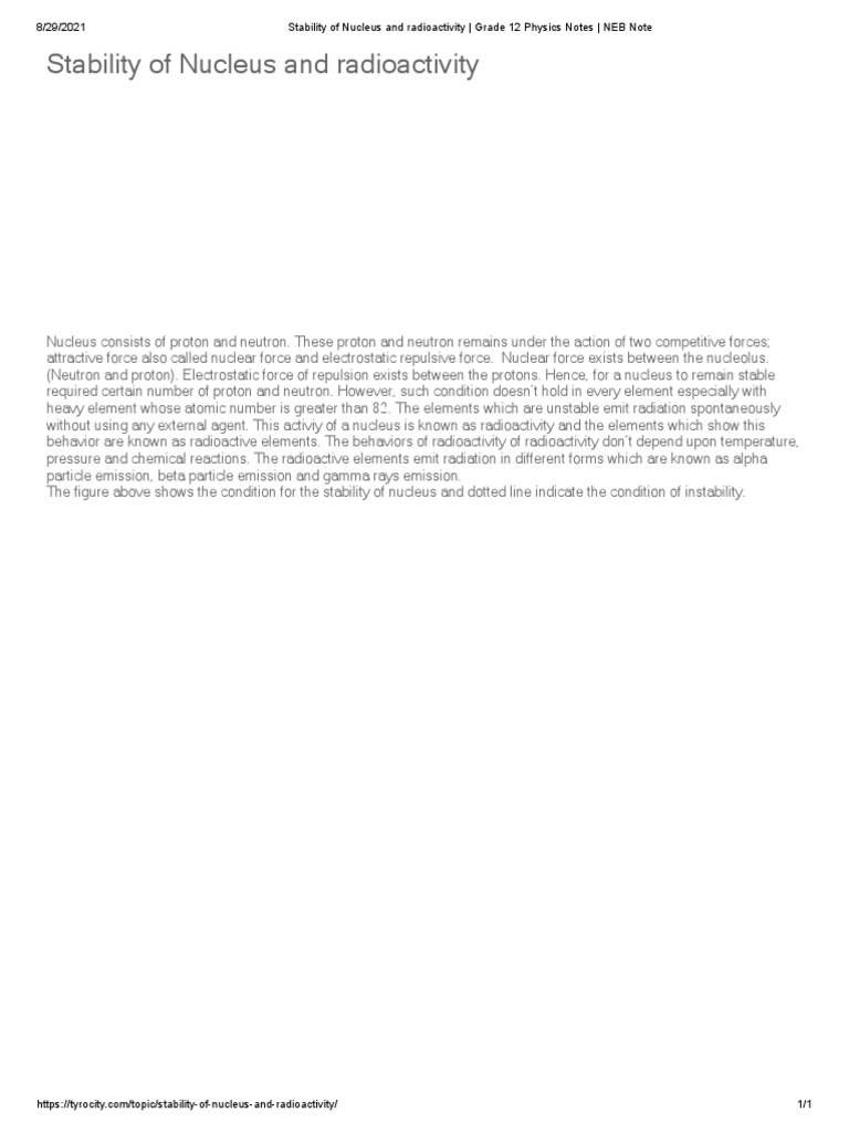 Stability of Nucleus and Radioactivity - Grade 12 Physics Notes - NEB ...