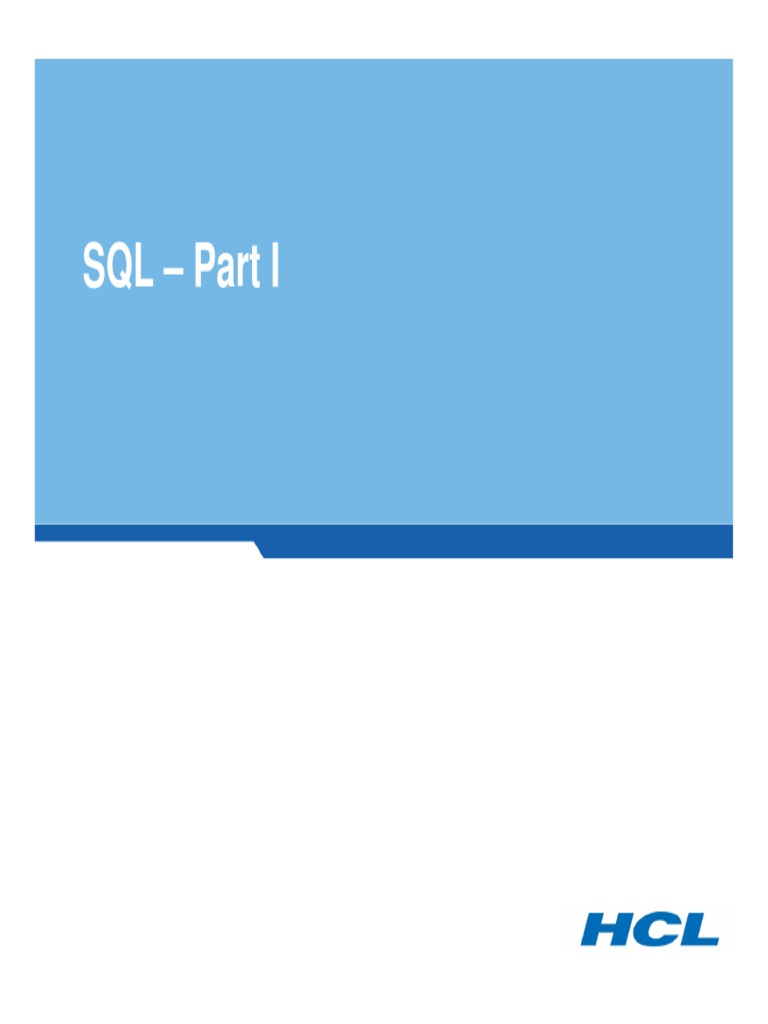 SQL - Part I | PDF | Sql | Information Technology Management