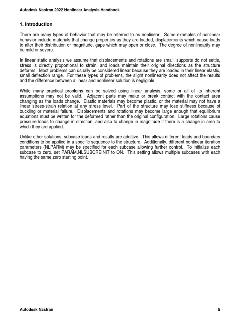 Autodesk Nastran 2022 Nonlinear Analysis Handbook | PDF | Deformation (Engineering) | Stress ...