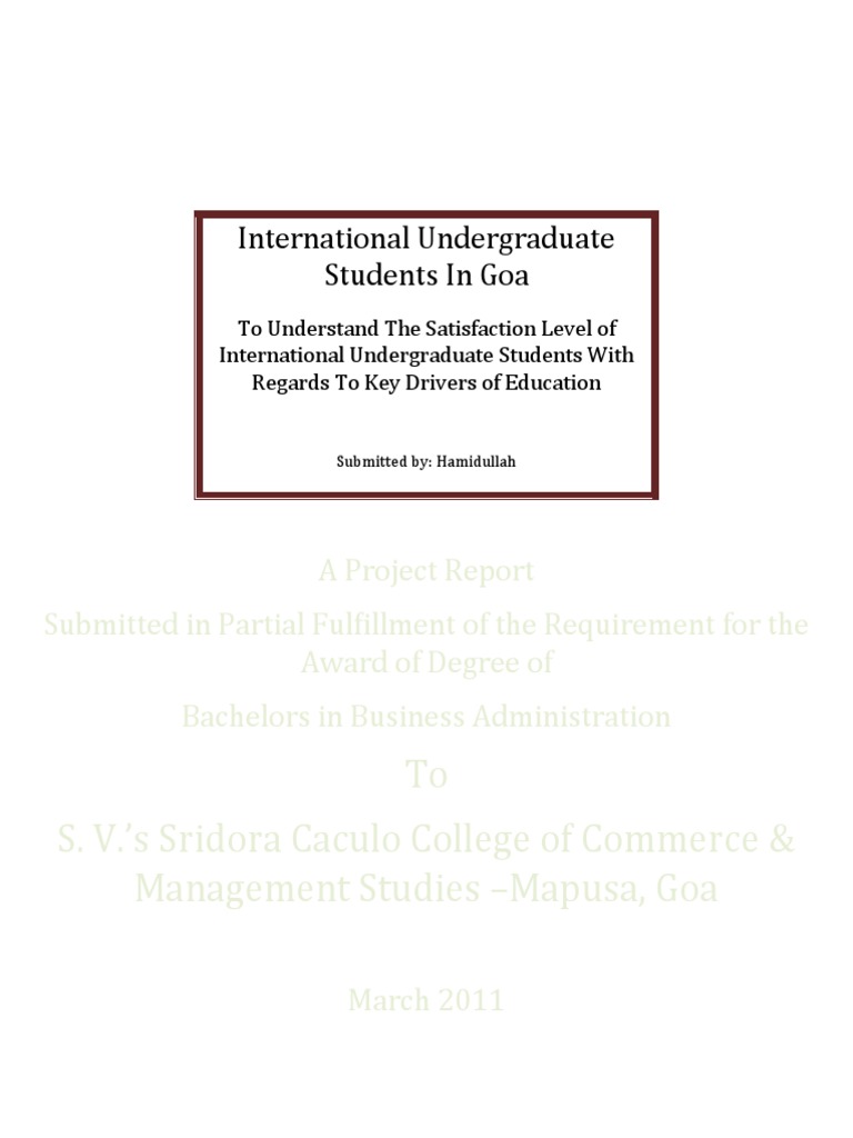International Student Satisfaction in Goa | PDF | International Student ...