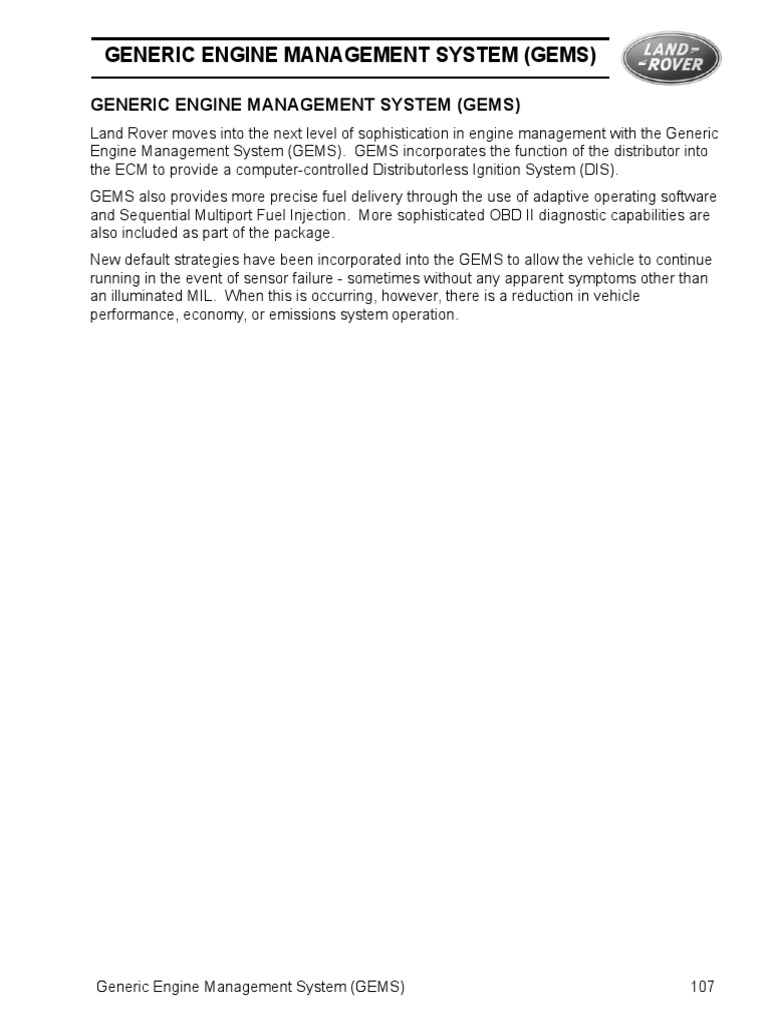 GEMS Systems | PDF | Ignition System | Engines