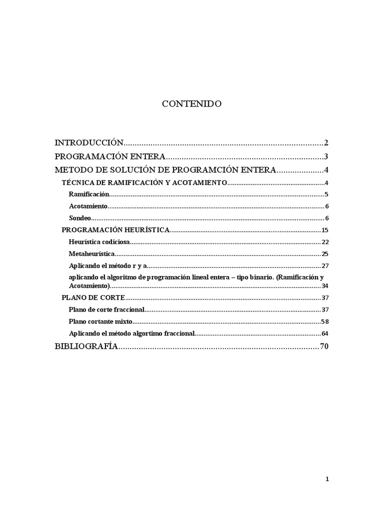 Programacion Lineal Entera | PDF | Programación lineal | Heurístico