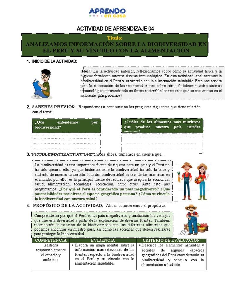 FICHA DE APRENDIZAJE CCSS 1° GRADO (30de Agost Al 03 de Septiembre) | Descargar gratis PDF ...
