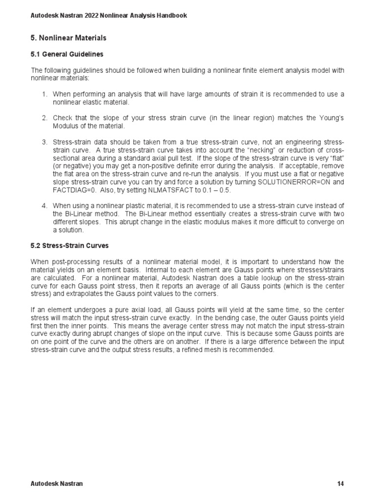 Nastran 2022 Nonlinear Analysis Handbook Chapter 5 | PDF | Deformation (Engineering) | Classical ...