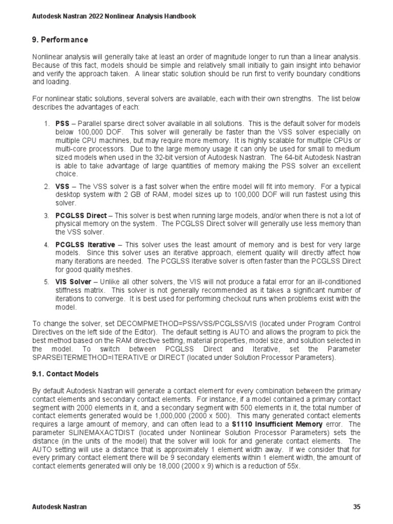 Performance: Autodesk Nastran 2022 Nonlinear Analysis Handbook | PDF | Central Processing Unit ...