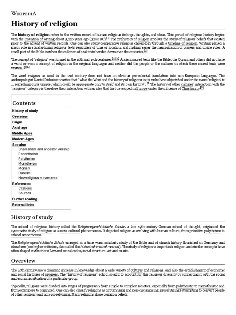 History of Religion - Wikipedia | PDF | Religious Faiths