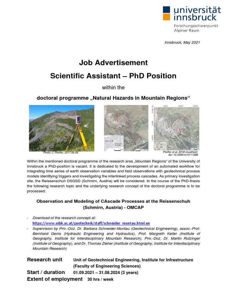 Job Advertisement PHD DP Natural Hazards | PDF | Remote Sensing ...