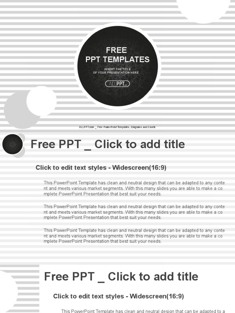 Black Circles On A Background With Stripes PowerPoint Templates ...