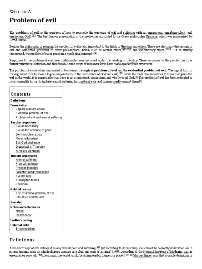 Problem of Evil - Wikipedia | PDF | Problem Of Evil | Evil