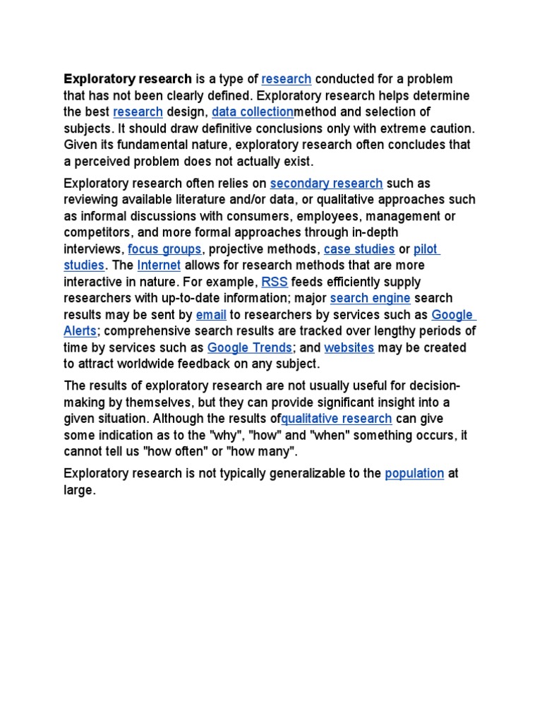 An Overview of Exploratory Research: Purpose, Methods, and Limitations ...