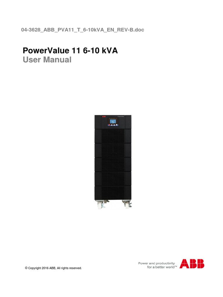 04-3628 ABB PVA11 T 6-10kVA EN REV-B | PDF | Electrical Wiring | Mains ...