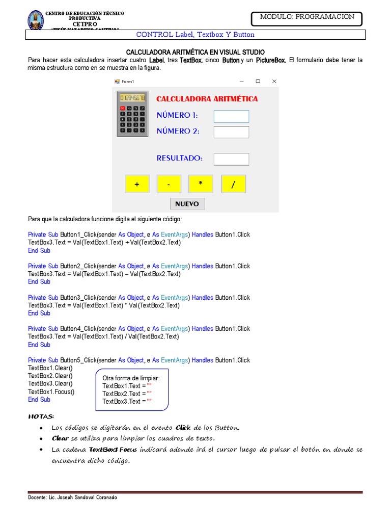 CONTROL Label TextBox Button | PDF