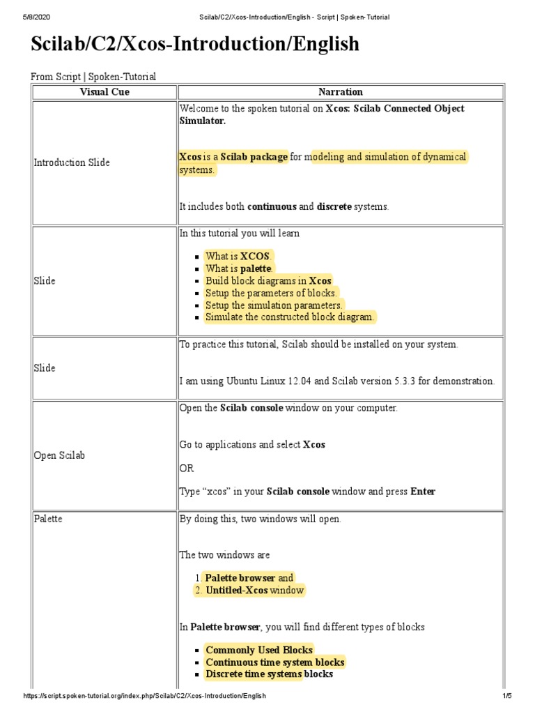 Scilab/C2/Xcos-Introduction/English: Visual Cue Narration Simulator | PDF | Computing | Computer ...