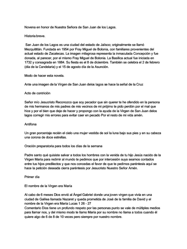 Novena A La Virgen de San Juan de Los Lagos | PDF | María, madre de ...