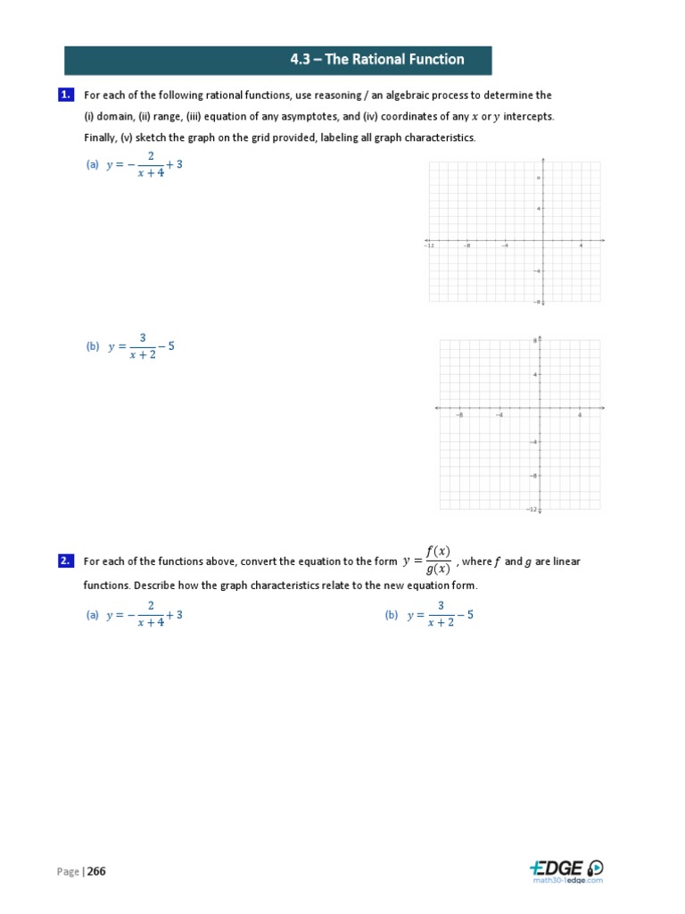 4.3 Practice Questions | PDF | Function (Mathematics) | Asymptote