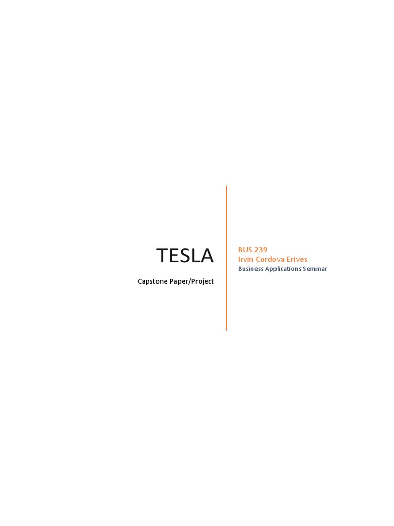 Tesla: Capstone Paper/Project | PDF | Elon Musk | Electric Car