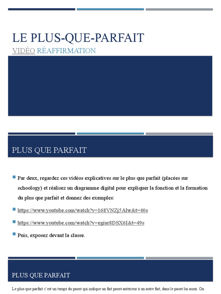 Le Plus Que Parfait | PDF | Verbe | Syntaxe