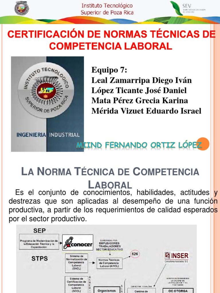 2.la Certificación de Normas Técnicas de Competencia Laboral (Leal, D. I., López J. D., y Mata ...
