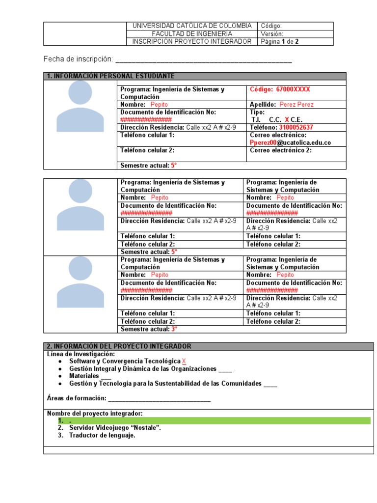 Formato Proyecto Integrador Segundo Semestre 2021 | PDF | Informática | Ingeniería Informática