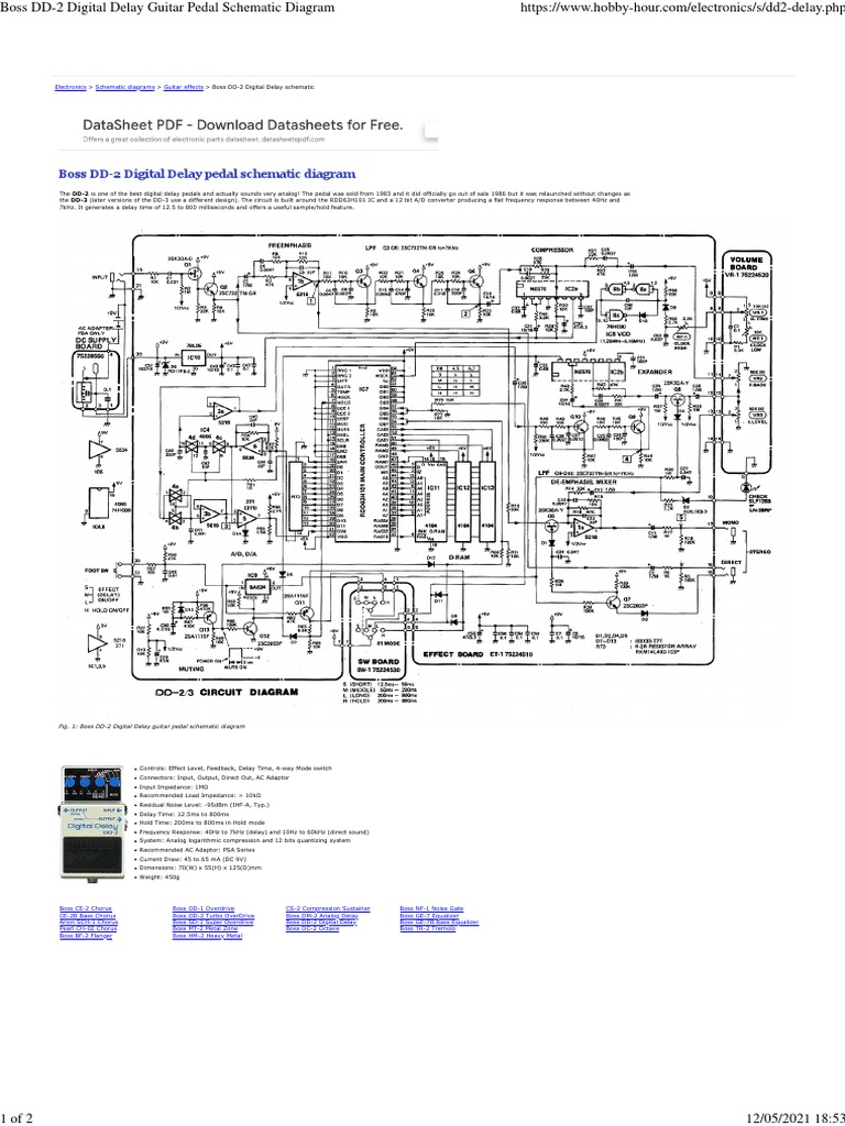 Boss DD-2 Digital Delay Guitar Pedal Schematic Diagram | Download Free ...