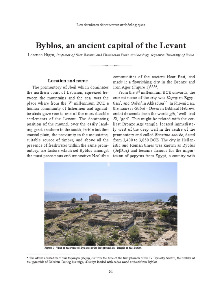 Byblos An Ancient Capital of The Levant | PDF | Social Science | Art