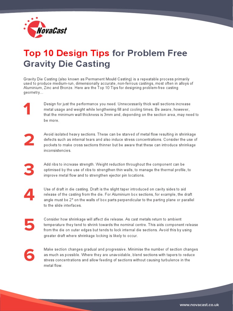 Top 10 Tips for Gravity Die Casting Design | PDF | Casting ...
