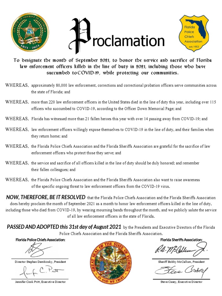 Proclamation Honoring Fallen Law Enforcement Heroes | PDF | Law ...