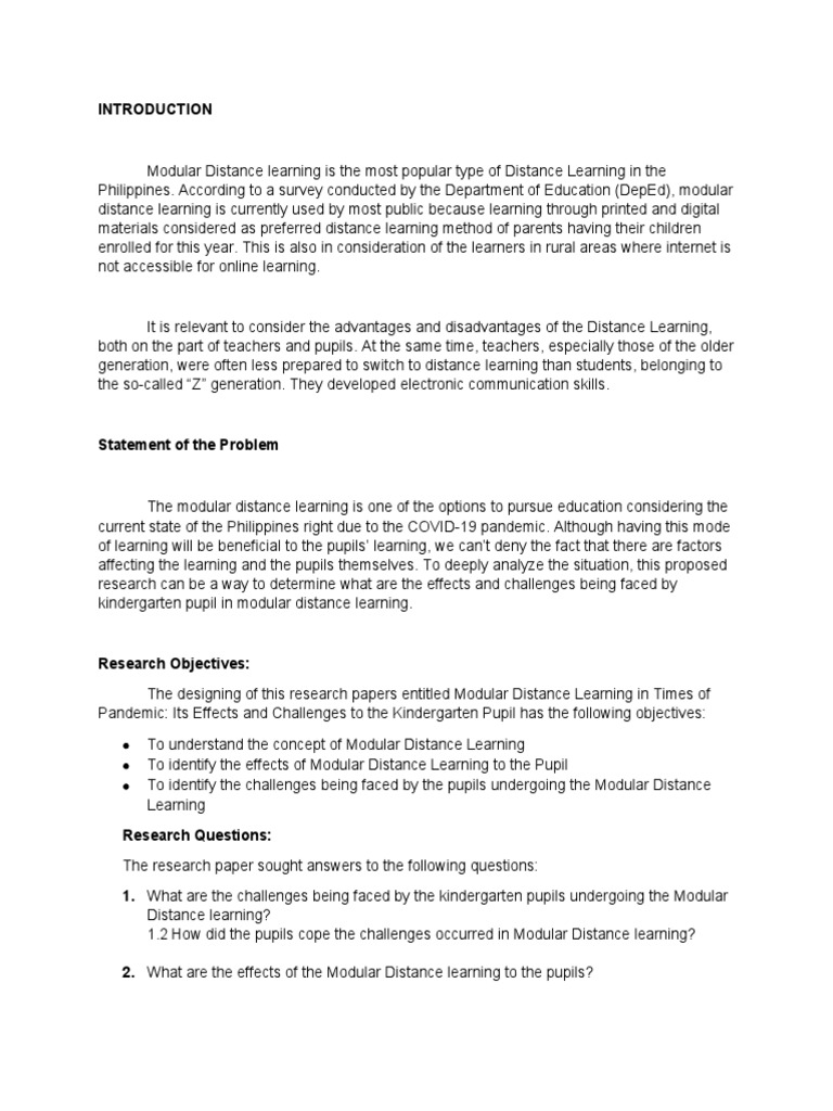 Modular Learning Chapter 1 | PDF | Distance Education | Learning