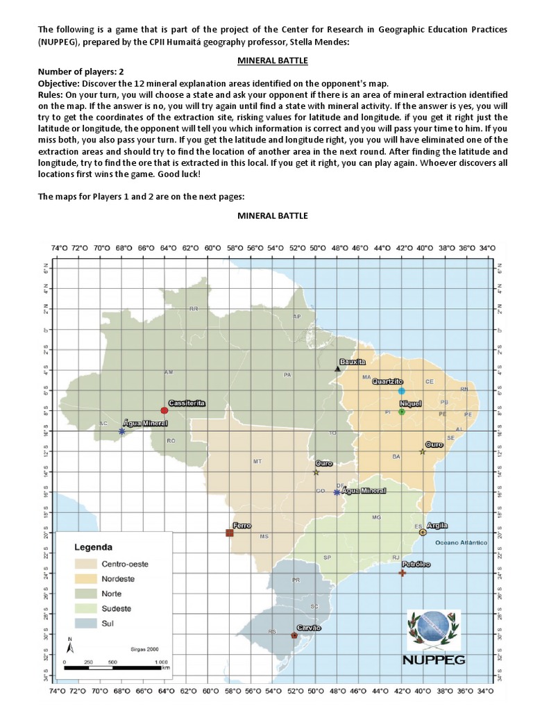 Mineral Battle | PDF | Latitude | Longitude