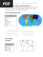 World Map Continent and Ocean Labelling Activity Sheet | PDF
