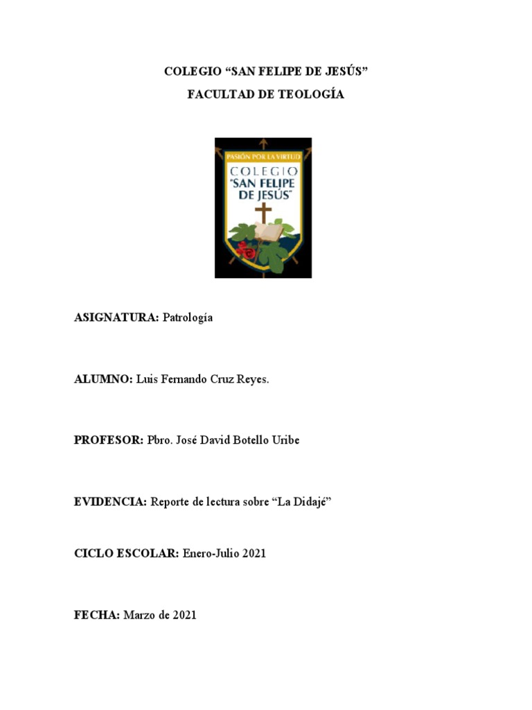 La Didajé | PDF | Bautismo | eucaristía