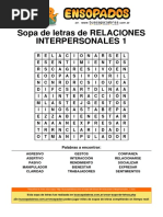 Sopa de Letras: Autoestima y Valores | PDF