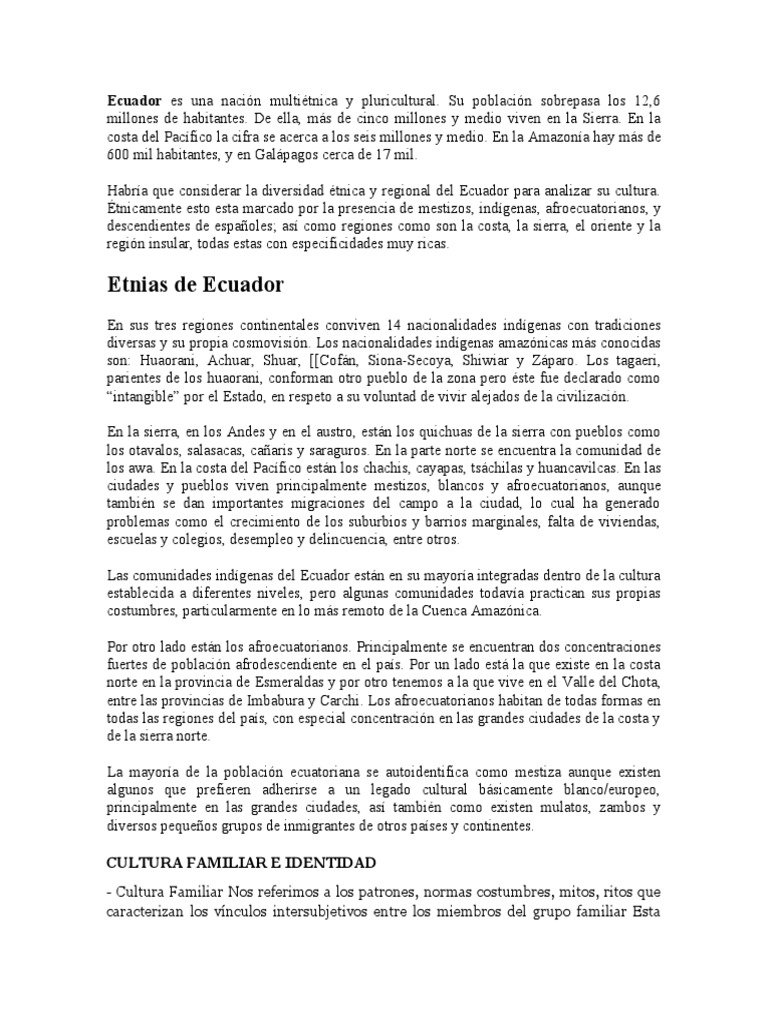 Ecuador Es Una Nación Multiétnica y Pluricultural | PDF | Tolerancia ...