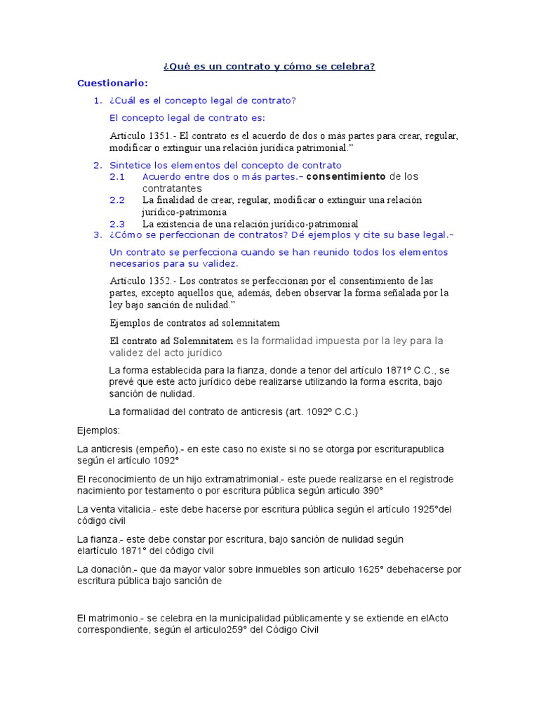 Qué Es Un Contrato y Cómo Se Celebra | PDF | Derecho civil (sistema ...