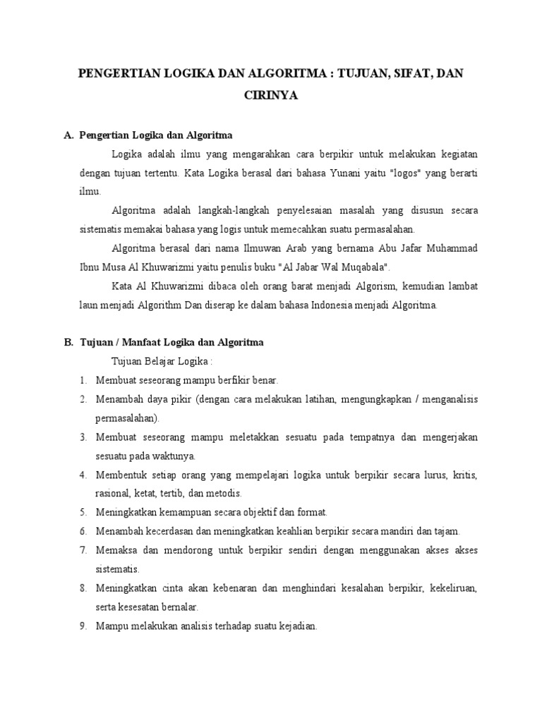 Pengertian Logika Dan Algoritma | PDF
