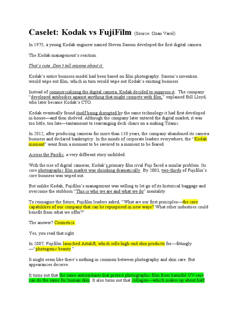 Caselet-Kodak Vs Fujifilm | PDF | Fujifilm