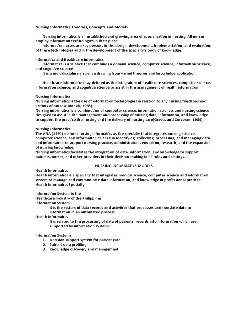 Nursing Informatics Essentials | PDF | Health Informatics | Computer ...