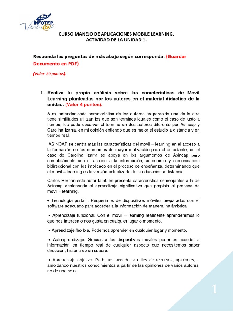 Curso de Mobile Learning: Unidad 1 | PDF | Aprendizaje | Informática